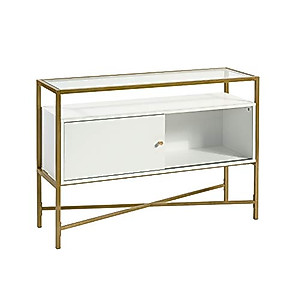 Sauder Harper Heights Accent Table, L: 43.31" x W: 13.78" x H: 29.53", White Plank Finish