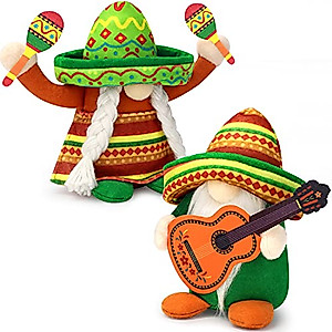 hatisan Fiesta Gnomes Cinco de Mayo Tomte for Mexican Taco Tuesday, Gnomes Plush Mexican Decor for Home Party Kitchen Tiered Tray