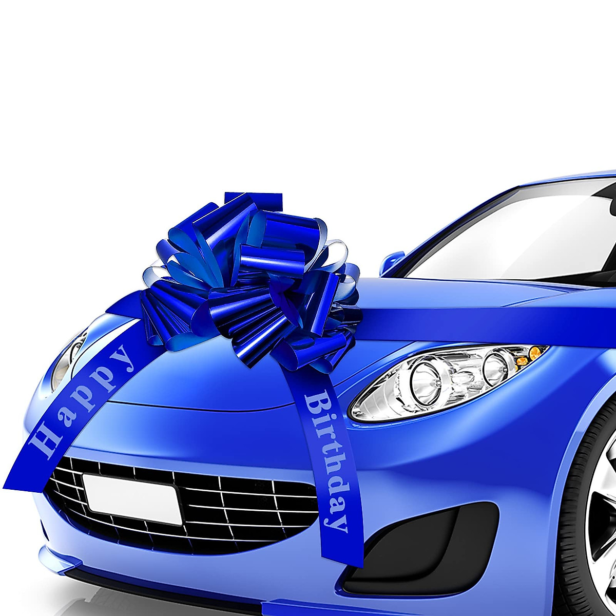 Happy Birthday Car Bow Big Car Ribbon Bow Large Gift Wrapping Bow Giant Bow for Car Decorative Huge Pull Bow for Christmas Party Birthday Car Decoration (Royal Blue,20 Inches)