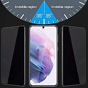 [2 Pack] Galaxy S21 Privacy Screen Protector Tempered Glass, YWXTW Anti-Spy Black Screen Protector for Samsung Galaxy S21 5G 6.2 Inch 2021, Easy Installation 9H Hardness Anti-Scratch Bubble Free [Don’t Support Fingerprint Unlock]