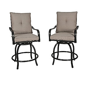 Ulax Furniture Outdoor 2-Piece Counter Height Swivel Bar Stools High Patio Dining Chair Set