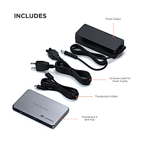 Satechi Thunderbolt 4 Hub 5 in 1, Thunderbolt 4 Dock with 3 Thunderbolt 4 Downstream Ports, 60W PD Charging, Single 8K/ Dual 4K Display, USB-A Data, DC Port for MacBook, Windows
