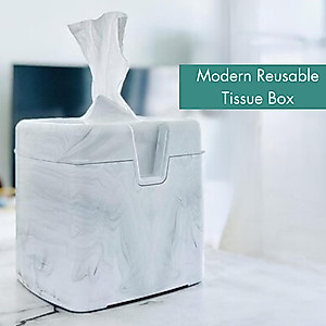 Tissuecaddy Life Hack Toilet Paper Dispenser - Money Saver Alternative to Tissue Box and Tissue Box Holder | Home, Bathroom, and More - White Marble