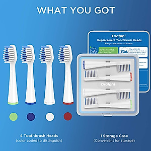 SRRB-4W Replacement Brush Heads for Waterpik Sensonic (SR-3000), Complete Care (WP-900), Complete Care 7.0 (WP-950, WP-952), Ortho Care (WP-940)