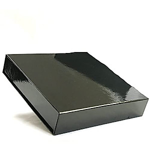 2 Pack Black Hard Gift Box with Magnetic Closure Lid 7" x 5" x 1.6" Rectangle Boxes For Gifts With Black Glossy Finish (Black, 2 Boxes)