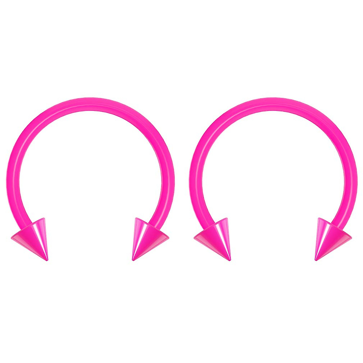 2pc 16g Dental-Grade Acrylic Pink Horseshoe Hoop 3mm Spike Circular Barbells Earrings Cartilage Helix Septum Nose Lip Rings - 10mm