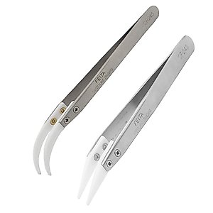 Ceramic Tweezer Set - FEITA Ceramic Precision Tweezers for Electronic Repair, DIY Hobbies - NO MORE BROKEN TIPS! (2-Pcs)