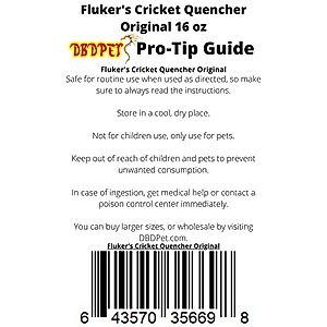Fluker's Cricket Quencher Original Formula 16oz - Includes Attached DBDPet Pro-Tip Guide