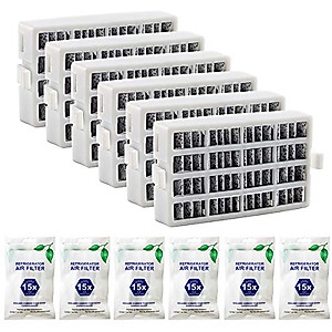 W10311524 AIR1 Refrigerator Air Filter Cartridge Replacement for Whirlpool Kenmore Refrigerator Compatible with Fresh Flow Refrigerator Air Filter, 6 Pack, White
