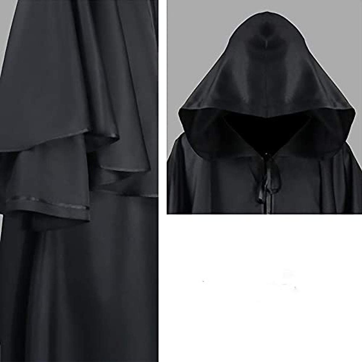 JDHUFEI Mens Long Cardigan Fashion Halloween Hooded Cloak Ruffle Shawl Collar Open Front Draped Cape Gothic Cosplay Costume