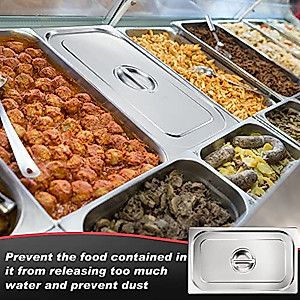 8 Pack Steam Table Pan Covers Full Size Hotel Pans Covers with Handle 0.8 mm Thick Stainless Steel 20.8"L x 12.8"W Commercial Food Pan Lid for Steam Food Pan, Buffet Pan, Roasting Pan