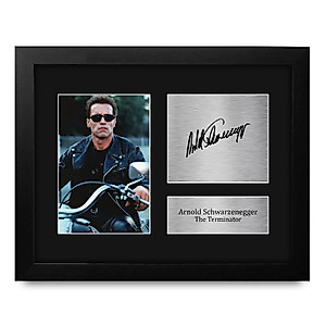 HWC Trading Arnold Schwarzenegger The Terminator Gifts USL Framed Printed Signed Autograph Picture for Movie Memorabilia Fans - US Letter Size