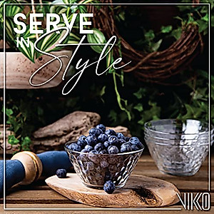 Vikko Glass Bowls, Set of 6 Decorative Glass Dessert Bowls, 11.75 Ounce Glass Dish for Dessert, Candy, Kitchen Prep, Dishwasher Safe