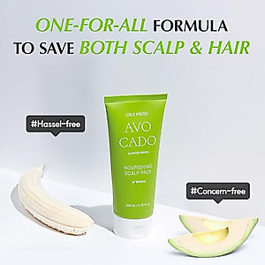 RATED GREEN Cold Brew Avocado Nourishing Scalp Pack with Banana - Korean Hair Conditioning Mask - Deep Hydrating Treatment for Dry Damaged Hair (6.76 Fl. Oz)