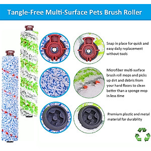for Bissell CrossWave Pet Pro 2306A CrossWave 1785 Series Replacement Parts 1 Pack 2460+1 Pack 1868 Multi-Surface Pet Pro Cleaner Brush Rolls Tangle-Free+4 Pack 1866 Vacuum Filter Part 1613568 1608684
