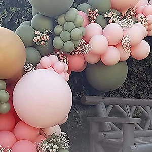 sherpaa Sage Green Pink Balloon Garland Arch Kit, Baby Pink Blush Gold Metallic Latex Balloons, 18 inch Big Sage Green and pink Balloon for Wedding Bride Baby Shower Birthday Evening Decor