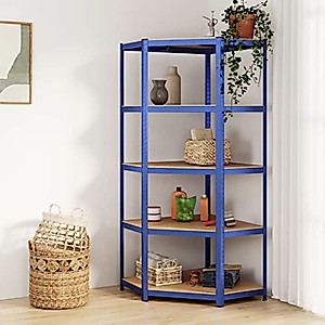 vidaXL 5-Layer Corner Shelf in Blue - Steel & Engineered Wood Material - Ideal for Residential and Commercial Storage - Meets California Proposition 65 Standards