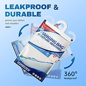 Vacplus Moisture Absorber, 3 Pack Desiccant Hanging Bag for Closet and Enclosed Space, 14 OZ Dehumidifier Bags Effectively Trap Extra Moisture, Hanging Moisture Absorbers Eliminate Unpleasant Smell