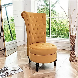 Container Furniture Direct - Mustard Yellow Velvet Accent Chair with Storage and Luxurious Upholstery, Retro Design and Versatile Usage for Livingroom, Bedroom, Lounge and Office