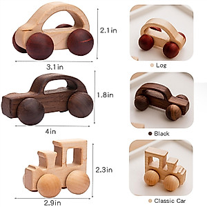 3PCS Wooden Baby Toys,Baby Grasping Toys Push Car Toys Montessori Toys Wooden Toy Vehicles,#3