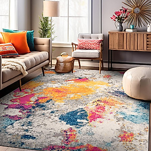 Rugshop Distressed Abstract Watercolor Area Rug 9' x 12' Multi