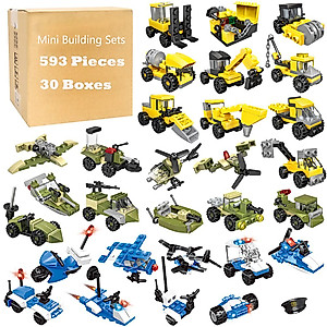 Ulanlan Military Vehicles and Engineering Cars Building Brick Sets, 3D Assembly Cars Construction Building Kit for Party Favors, Kids Prizes, Mini Building Block Car Toys for Boys and Girls, 30 Boxes