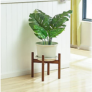 MoNiBloom 15 Inches Plant Stand, Bamboo Flower Pot Rack Shelf Holder for Indoor Outdoor Patio Garden Balcony Yard Living Room, Pot Not Included, Brown