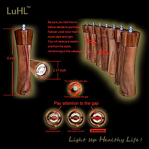 LuHL™ 8 inch Small pretty waist Acacia wooden pepper or salt mill, manual spice grinder