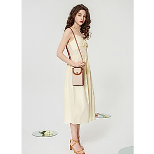 BROMEN Small Cell Phone Purse Crossbody Bags for Women Vegan Leather Wallet Purses with Credit Card Holder Beige with Brown