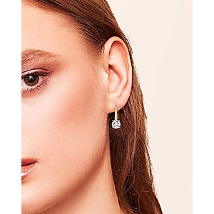 Hugitout Drop Dangle Earring for women, 14K Gold Plated Leverback Earrings with Cubic Zirconia Rhinestone Huggie Hoop Earings Fashion Jewelry for Girls