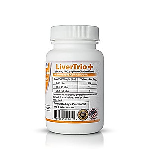 LiverTrio+ Comprehensive Liver Support Supplement for Smaller Dogs. Flavorful Chewable Tablets Combining Same, SPC, Silybin A+B, + Glutathione 30Ct (Small - Medium)