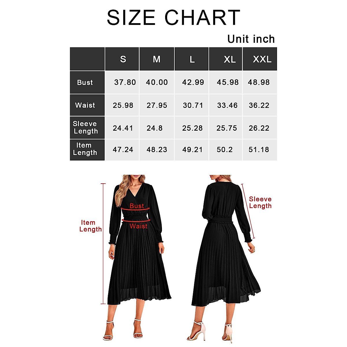 PRETTYGARDEN Women's Midi Long Puff Sleeve Summer Dresses 2024 Smocked Waist V Neck Flowy Ruffle Pleated Casual Long Dress (Brown,Medium)