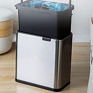 ZIRANU for Creative Kitchen Hanging Trash Can with Lid Handle Cabinet Door Stainless Steel Garbage Bin Wall Mounted Rubbish Waste Paper Basket Basin Bucket