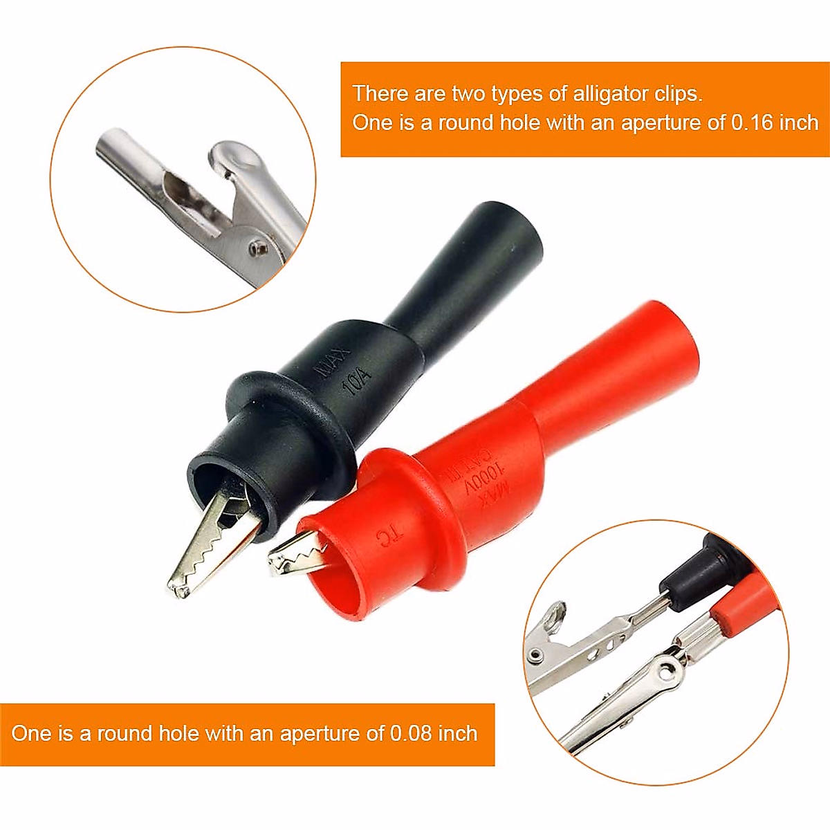 4PCS Silicone Alligator Clips Set, Professional 1000V 10A Alligator Clip Test Kit, Banana Test Lead Probe Clip, Test Extension Suitable Used in Laboratory Electric Testing Work and Cable Lead Clip