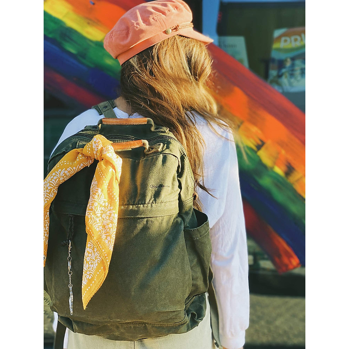 Gootium Canvas Backpack x Crossbody Pack - Casual Vintage Style Cloth Daypack Combo