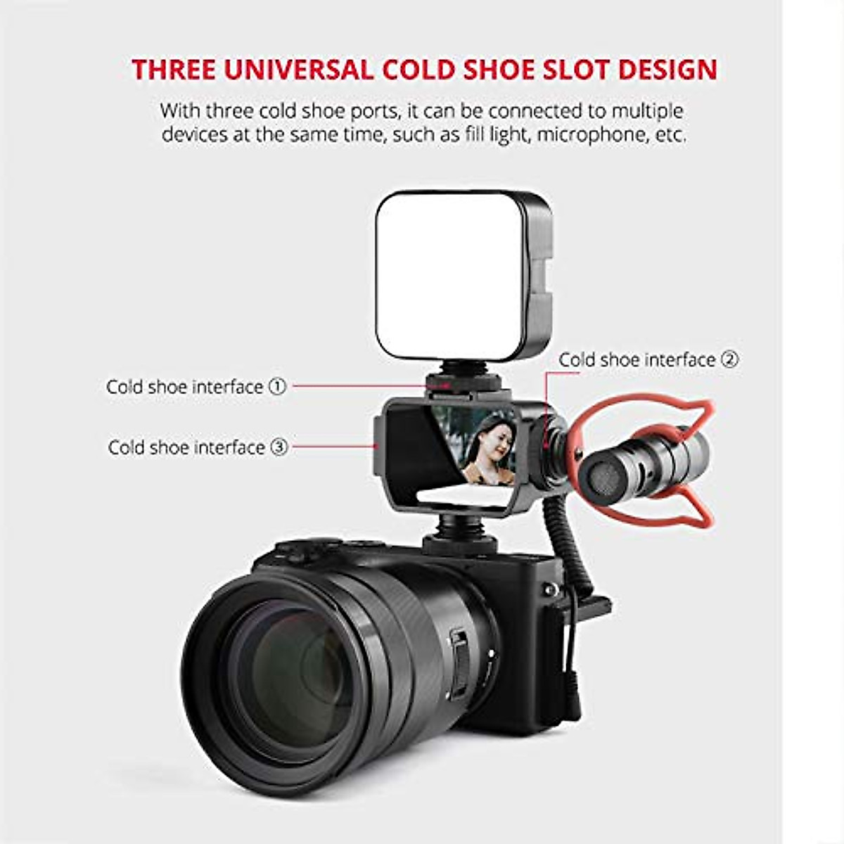 Flip Screen,Mirrorless Camera Universal Cold Shoe Mount Flip Screen Exhibition Stand,for Mirrorless Camera Photography Vlog Video