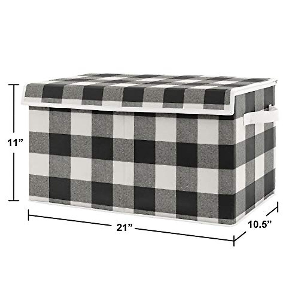 Sweet Jojo Designs Black and White Buffalo Plaid Check Boy or Girl Small Fabric Toy Bin Storage Box Chest For Baby Nursery or Kids Room - Woodland Farmhouse Flannel Country Lumberjack