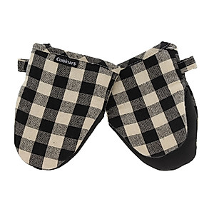 Cuisinart Buffalo Check Mini Oven Mitts - 2 Pack, Black and Ivory Plaid Design - Handle Hot Kitchen Items Safely - Non-Slip Grip Mini Oven Gloves with Insulated Pockets - 5.5 x 7.25 Inches