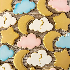3 Pieces Star, Moon and Cloud Cookie Cutters Stainless Steel Biscuit Cutters Molds Shapes for Baby Shower or Gender Reveal Party