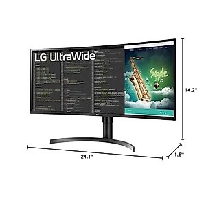 LG 35” 35BN75CN-B VA HDR QHD UltraWide™ Curved Monitor (3440x1440) with 100Hz Refresh Rate, 5ms(GTG), USB Type-C™, AMD FreeSync™, Dynamic Action Sync, Black Stabilizer, MaxxAudio® & Ergonomic Design