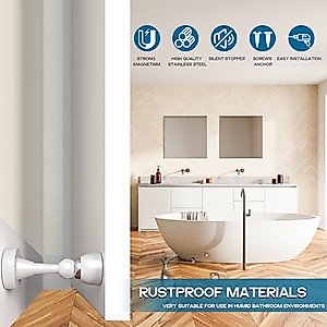 Magnetic Door Stop - 2 Packs Door Stoppers, Stainless Steel Doorstop for Floor & Wall, Drilling Mounting