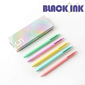 czxwyst Soft Touch Retractable Gel Ink Pens 0.5mm Fine Point (Macarons Colors 5-Pack Black Ink)