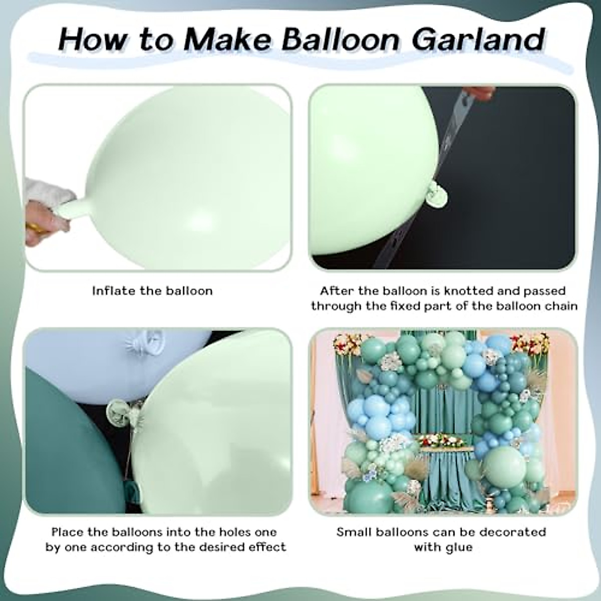 Dusty Green and Blue Balloon Arch Kit, 116pcs Slate Light Blue Sage Green Balloons Garland, Pastel Olive Blue Baby Green Balloon for Boys Girls Birthday Wedding Baby Bridal Shower Party Decorations