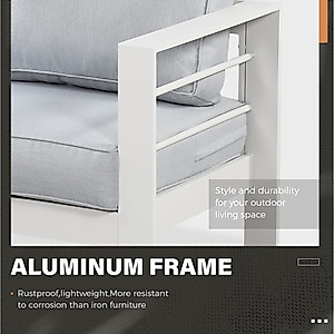 Solaste Aluminum Patio Furniture Set,4 Piece Metal Outdoor Furniture with 5 Inch Water-Resistant Cushions and Coffee Table for Balcony,Front Porch,and Backyard,White