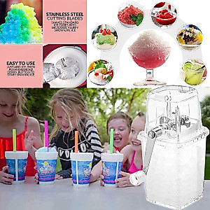 CZ-XING Ice Crusher Manual Rotary Ice Crusher Cocktails Slush Machine Ice Cube Crushed Smoothies Ice Crusher Machine Home 1.25L Chrome Plated Ice Grinder Ice cube Drinks Chopper Stirrer (Transparent)