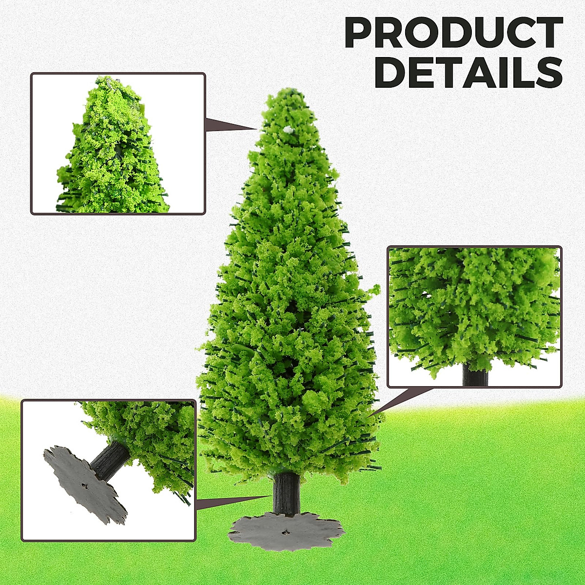 Yetaha 20Pcs Light Green Pine Tree Model, Miniature Garden Tree Mini Plant Ornament for DIY Scenery Landscape HO Scale Forest Railroad Scenery Layout Architecture Scenes Cake Topper