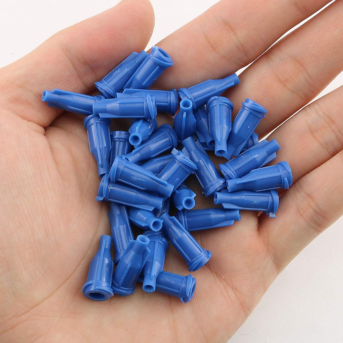 E-outstanding 200-Pack 17mm Industrial Dispensing Needle Tips Cap with Luer Lock for Storing Glue and Adhesives, Blue