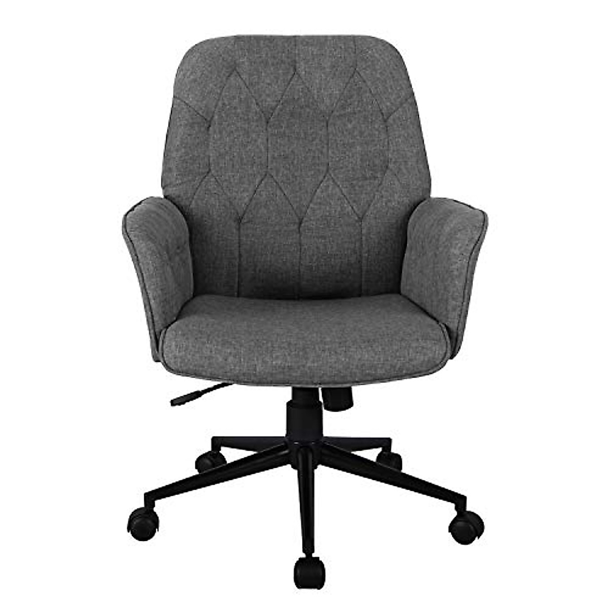 Techni Mobili Executive Modern Upholstered Tufted Office Chair with Arms, Regular, Grey
