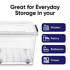 Superio Storage Containers With Wheels (2 Pack), Stackable Large Storage Containers With Lids, Durable Latches (32 Qt)