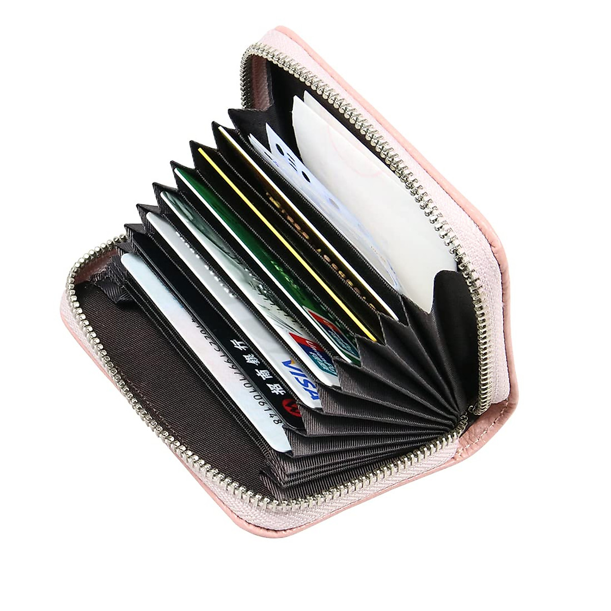 YEGQ Women Leather Coin Purse Zipper Small Wallet Card Case RFID Credit Card Holder Coin Pocket for Women & Grils (Pink)